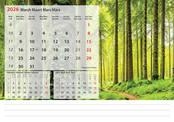 Desk calendar Beautiful Nature 2026 - calendars365.shop